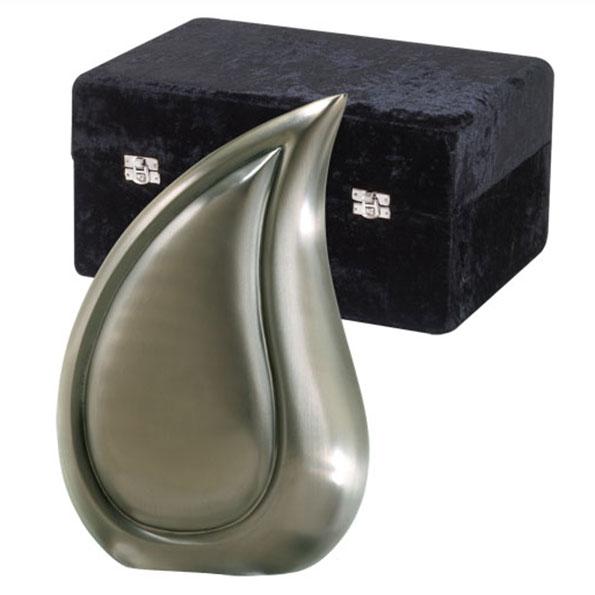 Tear Drop Brushed Pewter Cremation Urn