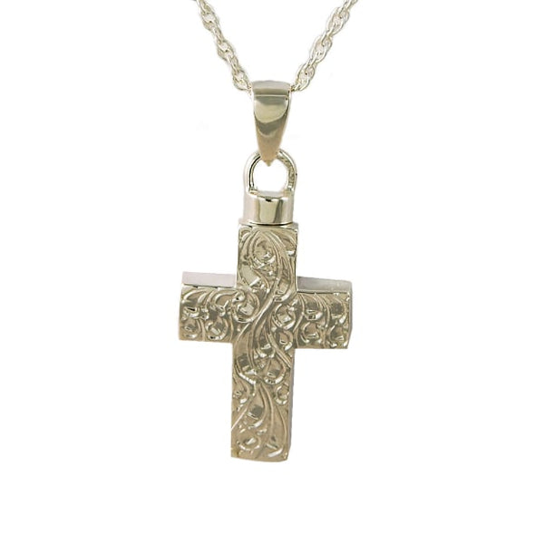 Etched Cross Keepsake Cremation Pendant - Urns.com
